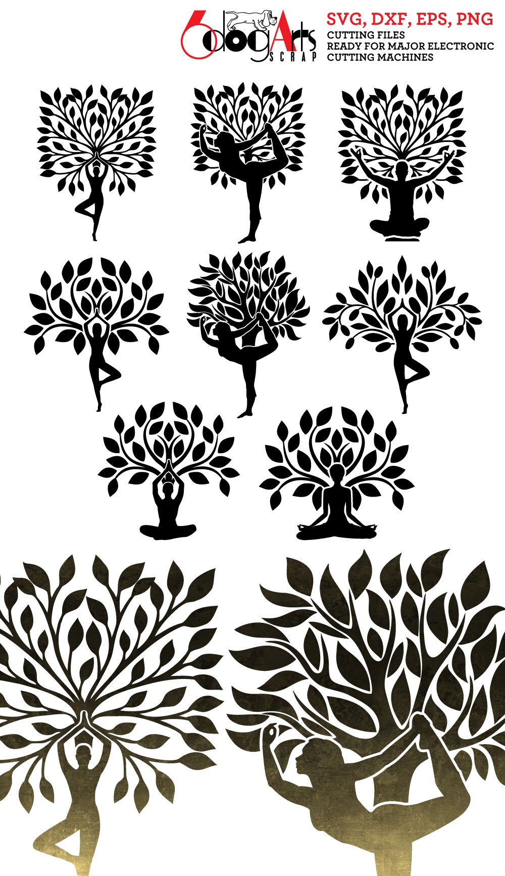 Yoga Tree of Life Logos Vector Digital Files SVG DXF Download - Etsy Canada