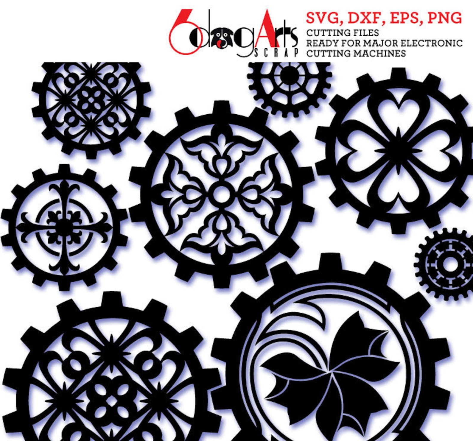 30 Steampunk Cogs and Gears Vector Digital Files SVG DXF Cuttable ...