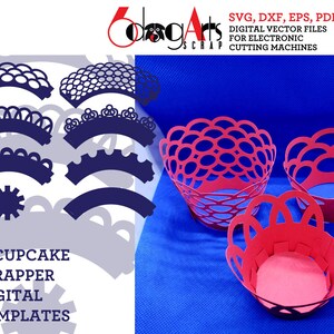 7 Cupcake Wrapper Templates SVG DXF Vector Digital Files Laser Party ...