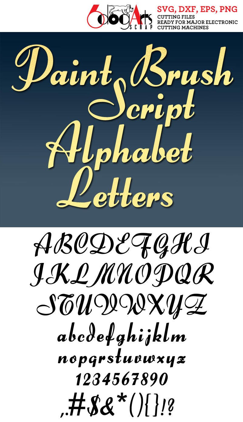 Paintbrush Script Alphabet Digital Cut Files Svg Dxf Eps Png | Etsy