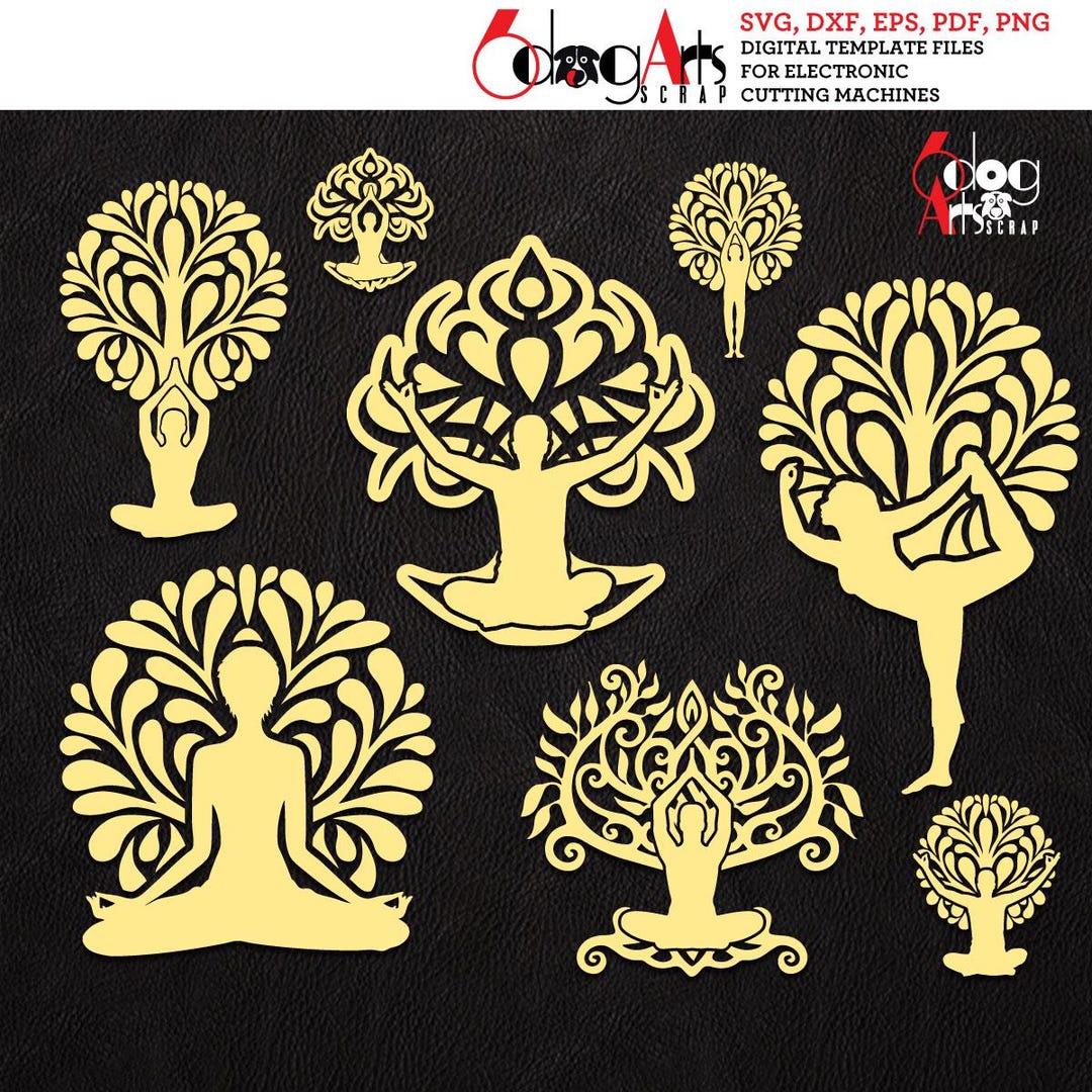 Yoga Tree of Life Logos Vector Digital Files SVG DXF Download Vinyl ...
