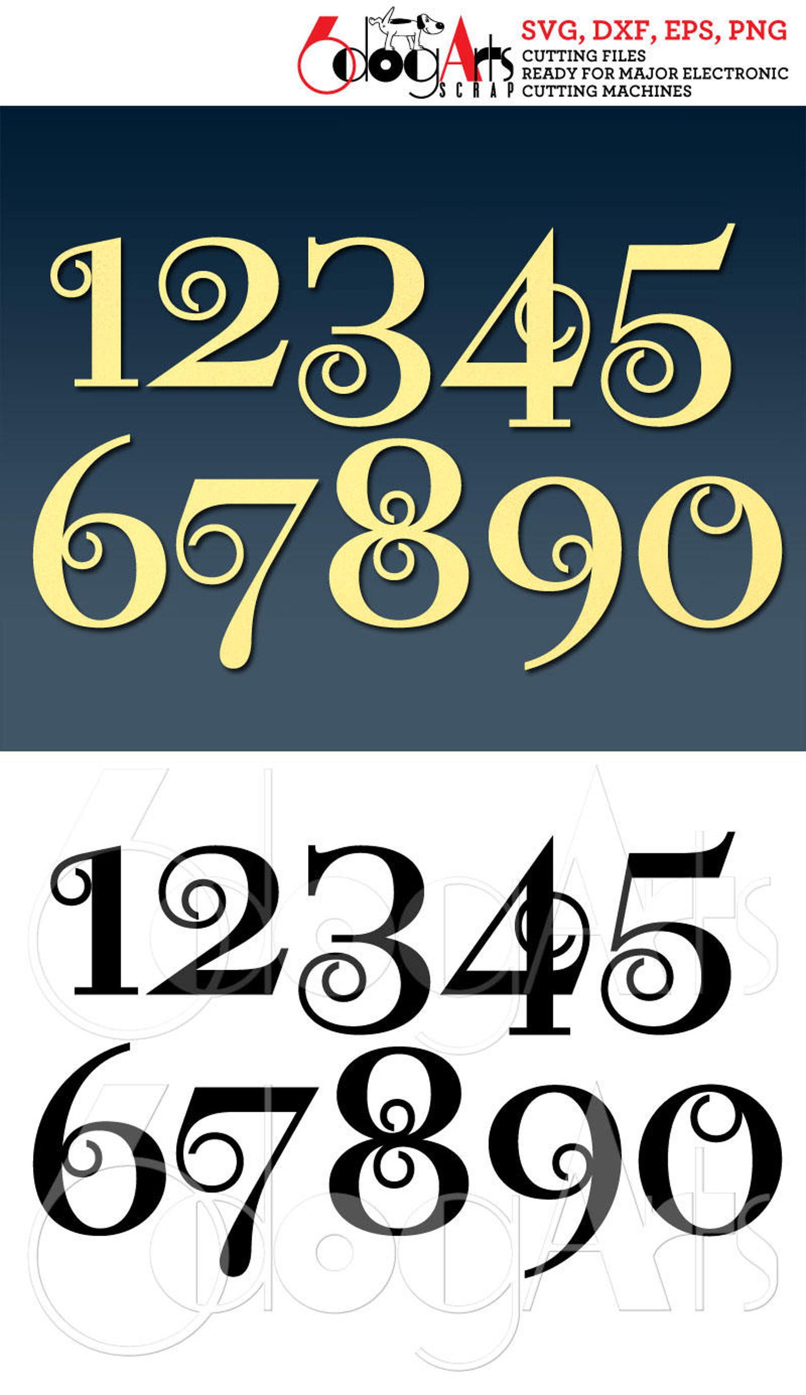Numbers Digital Images Svg Dxf Eps Png Silhouette SCAL | Etsy