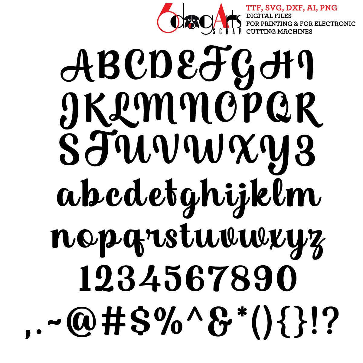 Bold Script TTF Font & SVG Vector Images Alphabet Letters Laser Cricut ...