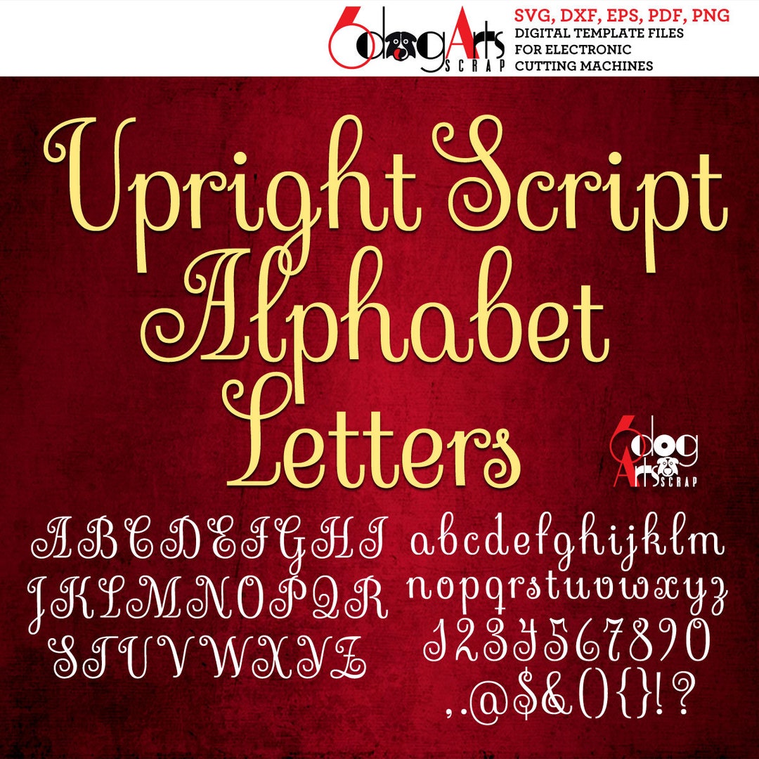 Upright Cursive Alphabet SVG DXF Vector Images Monogram Cuttable ...