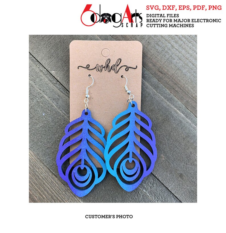12 Earring SVG DXF Templates Peacock Wood Acrylic Metal Leather Jewelry ...