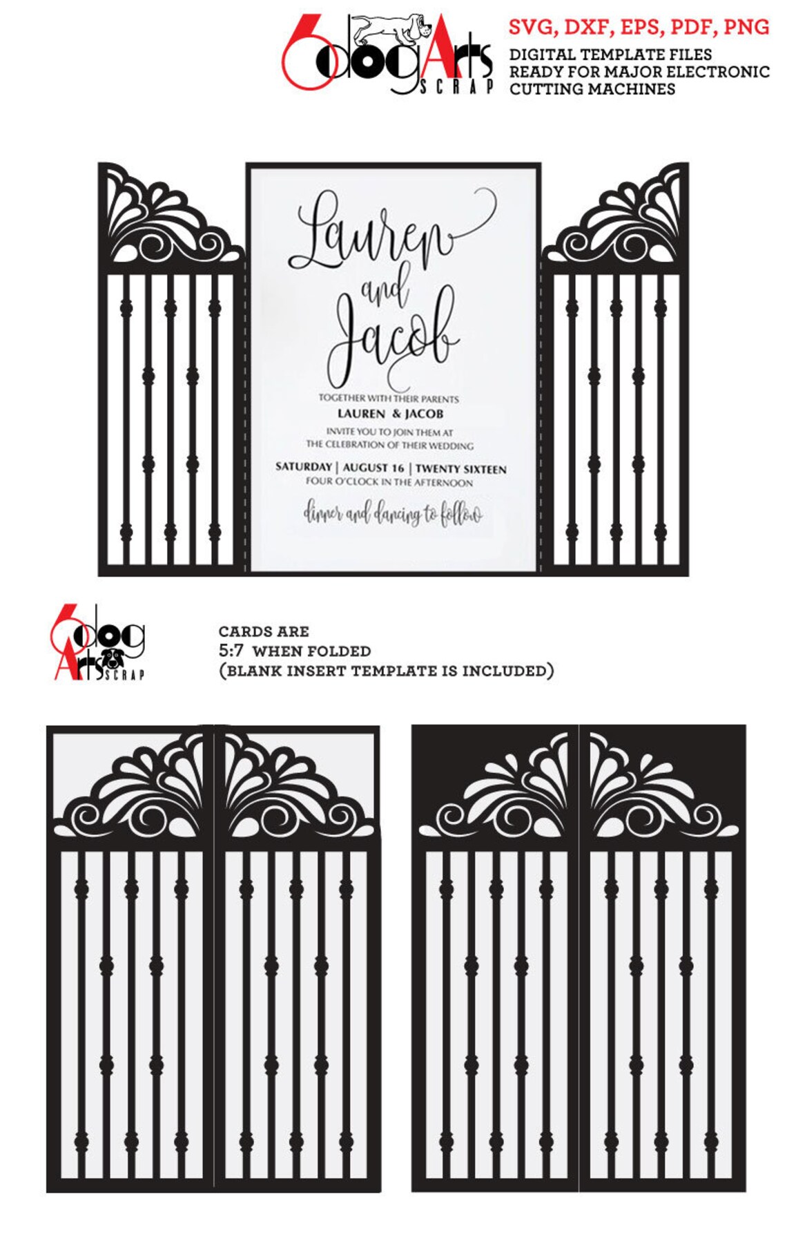 Gate-fold Card Template Digital SVG DXF Files Wedding | Etsy