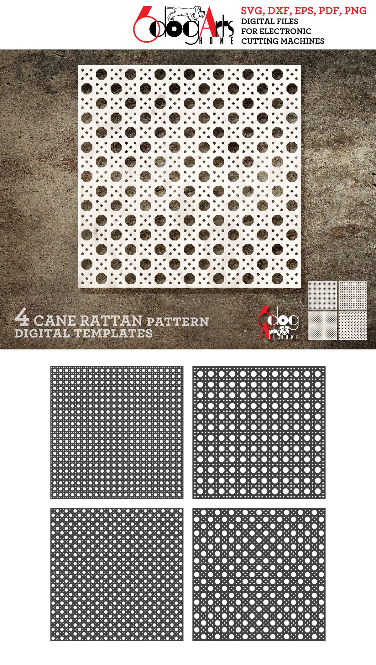 4 Rattan Cane Weaving Pattern Digital Templates SVG DXF Files - Etsy