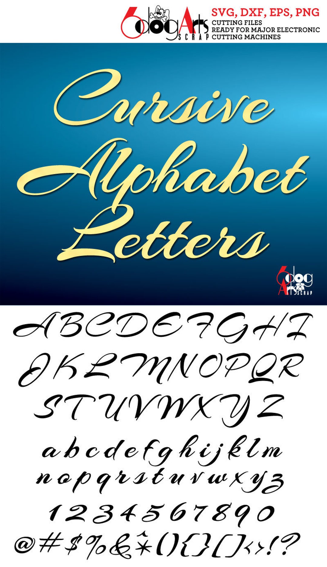 Elegant Cursive Alphabet SVG DXF Vector Diy Files Monogram Cuttable ...