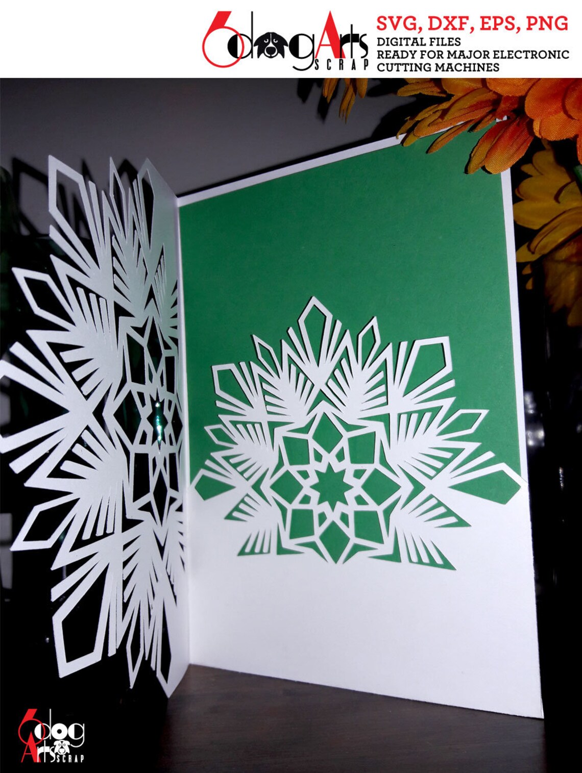 10 Snowflake Christmas Card Templates Digital Cut SVG DXF Wedding ...