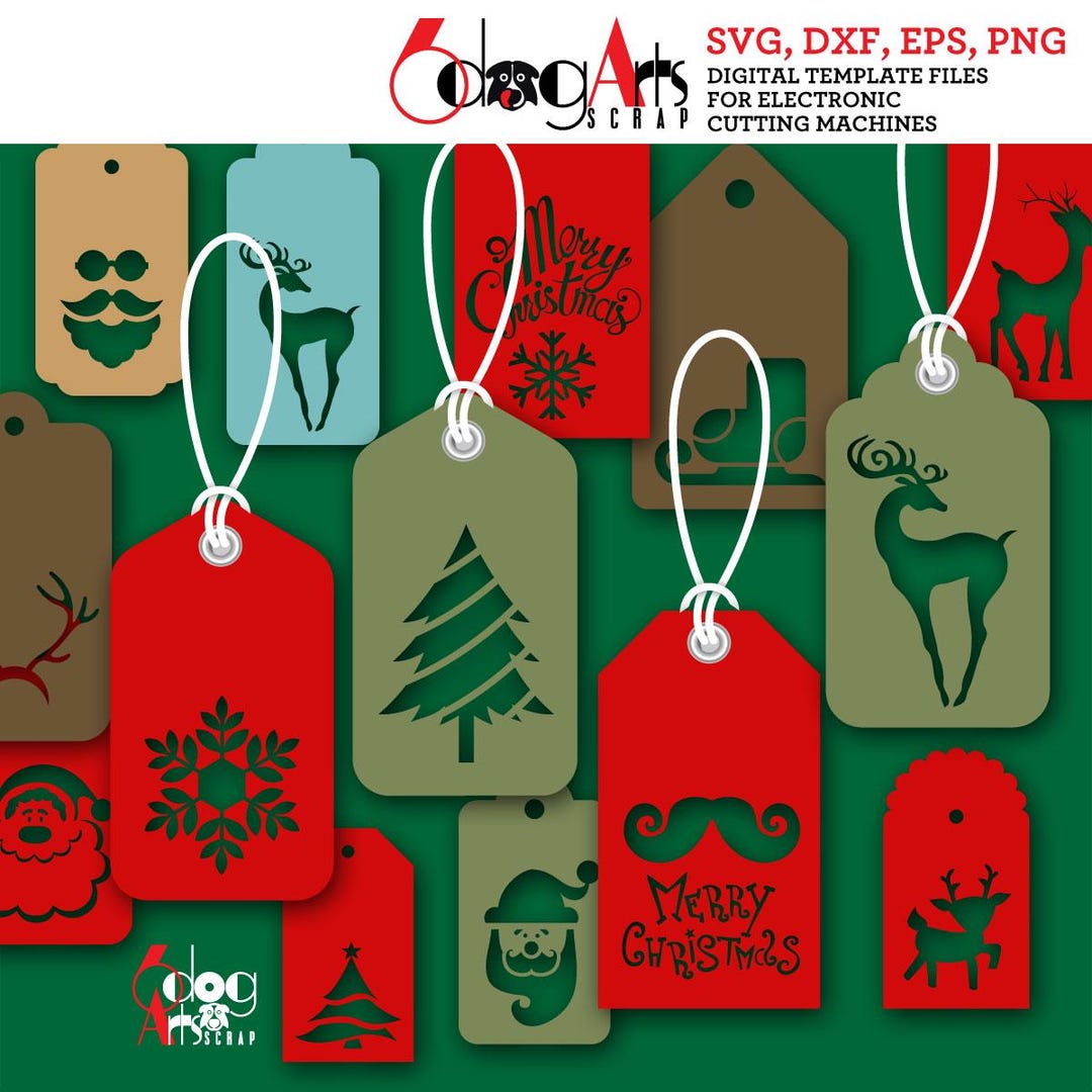 15 Christmas Tags Digital Files SVG DXF Vector Cuttable Printable ...