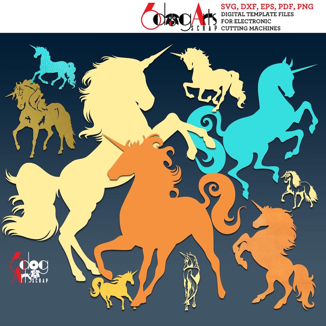 Unicorns Vector Digital Files Svg Dxf Eps Png Pdf Download for Laser ...