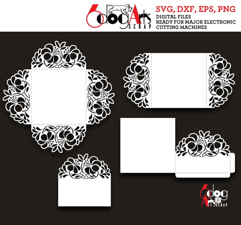 4 Floral Lace Card Templates Digital Cut SVG DXF Files Wedding | Etsy