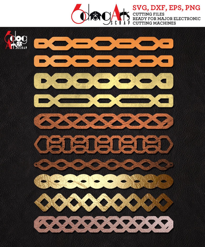 10 Cuff Bracelet Leather Jewelry Templates Vector Digital SVG - Etsy