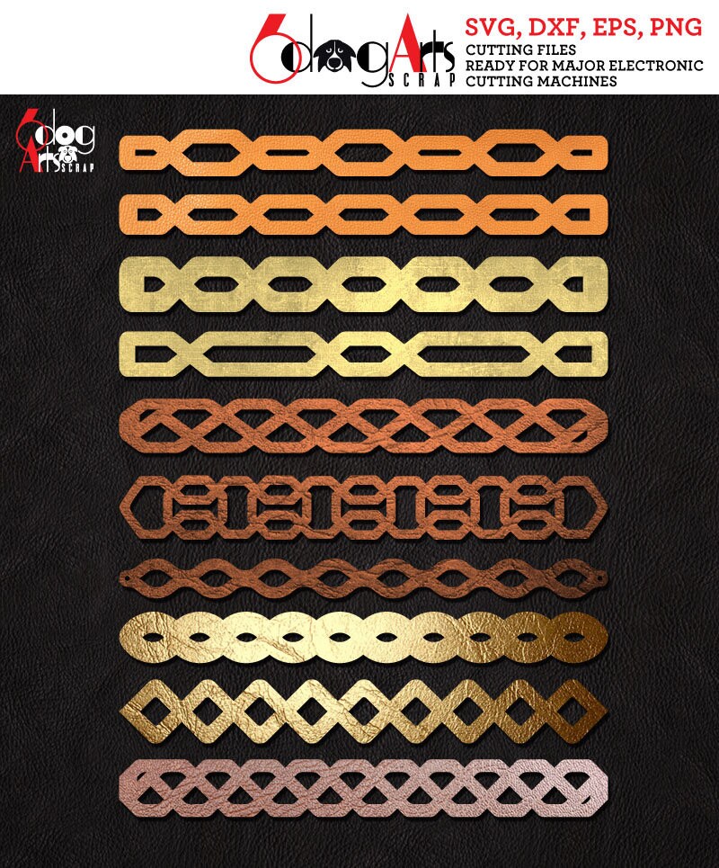 10 Cuff Bracelet Leather Jewelry Templates Vector Digital SVG - Etsy
