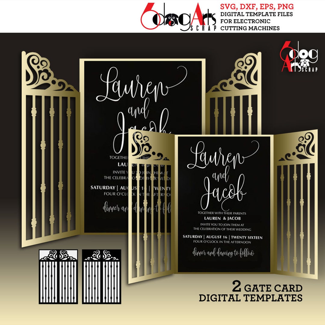 Gate-fold Card Template Digital SVG DXF Files Wedding Invitation ...