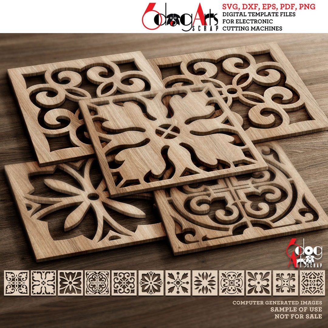 12 Coaster Trivet Grill Wall Decor Templates Vector Digital SVG DXF ...