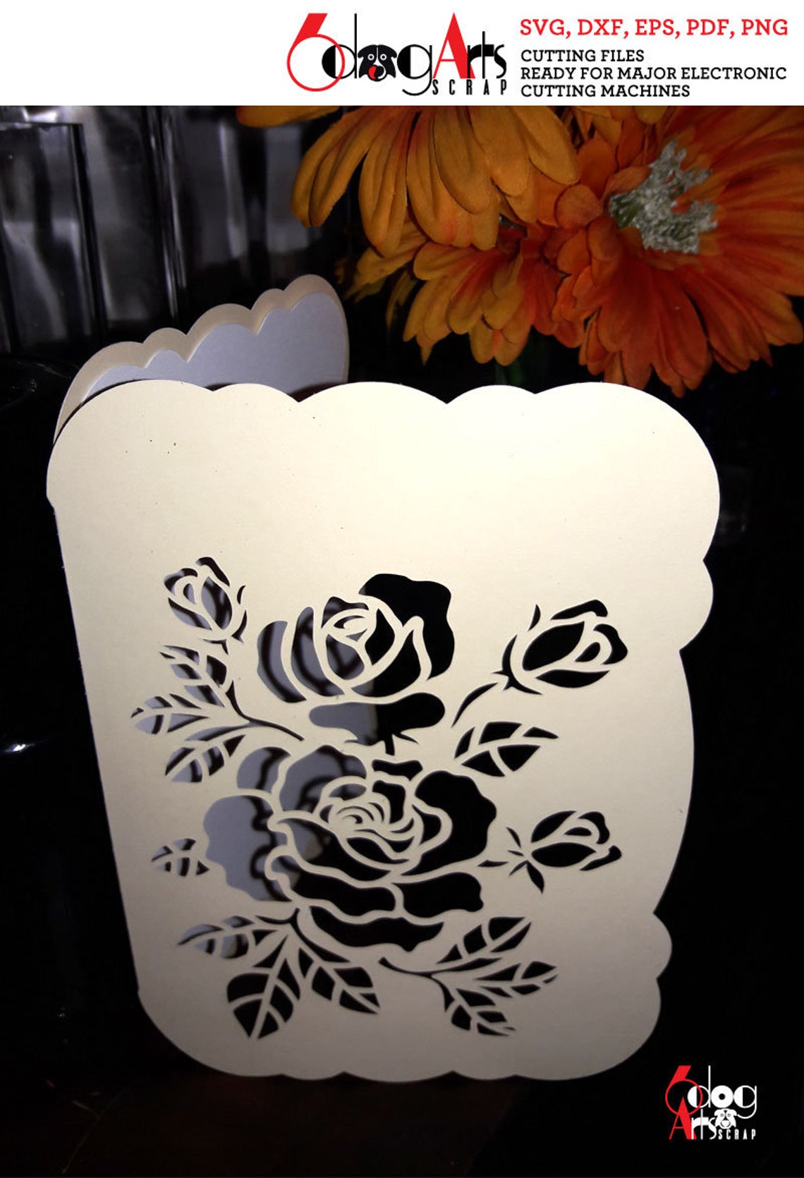 8 Scalloped Rose Flower Lace Card Templates Digital Cut SVG - Etsy