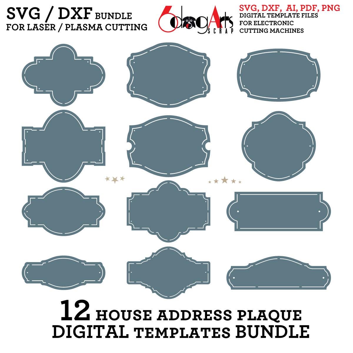 Address Door Sign SVG / DXF Bundle: 12 Digital Templates for Laser ...