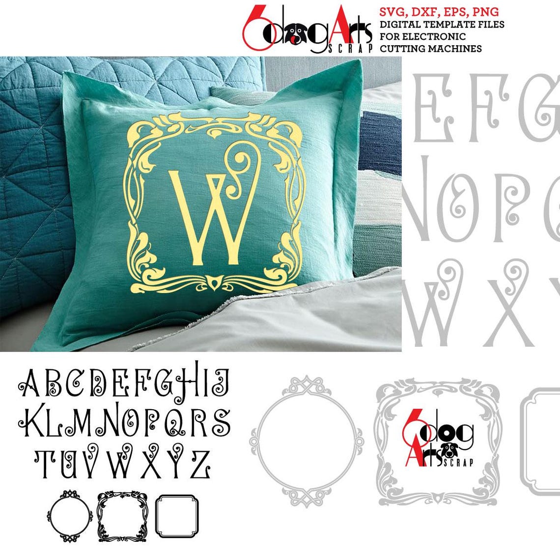 Deco Alphabet SVG DXF Vector Images Monogram Cuttable Letters Vinyl ...