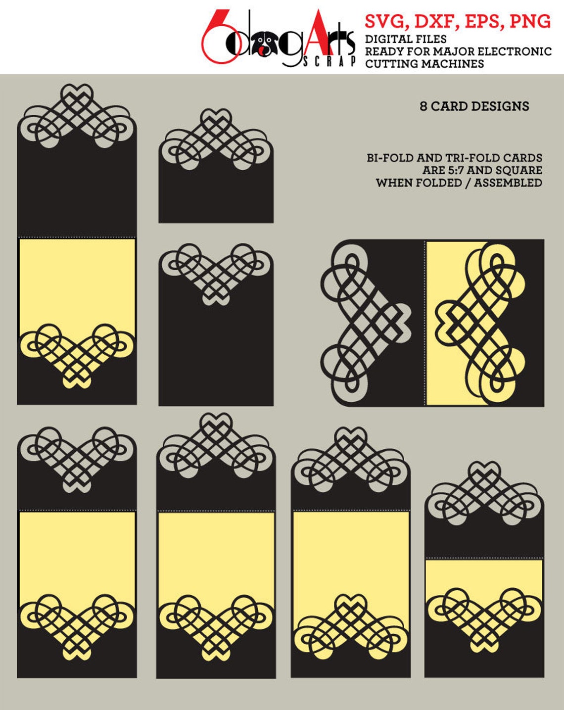 8 Calligraphic Lace Card Templates Digital Cut SVG DXF Files | Etsy