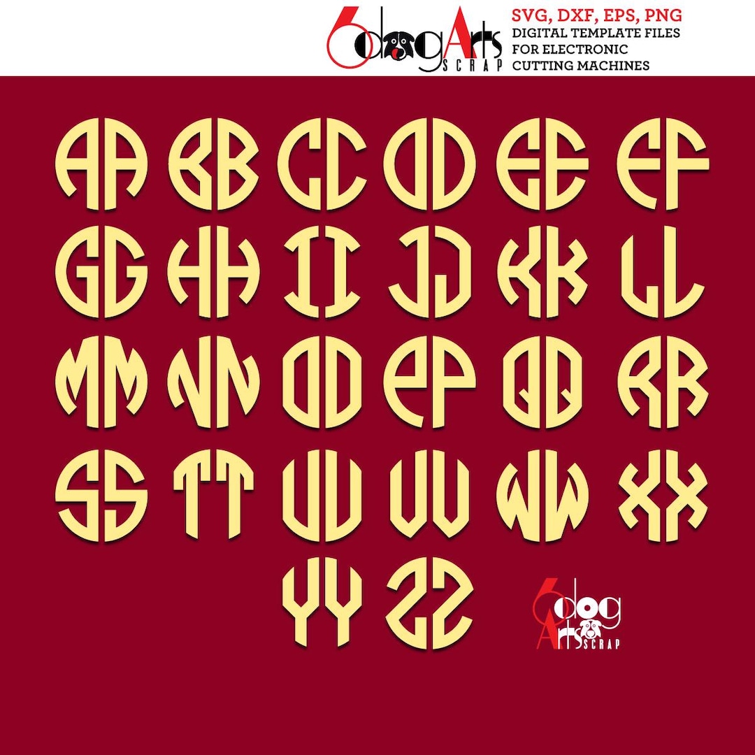 Two-letter Circle Monogram Alphabet Design Digital Files Svg Dxf Eps ...
