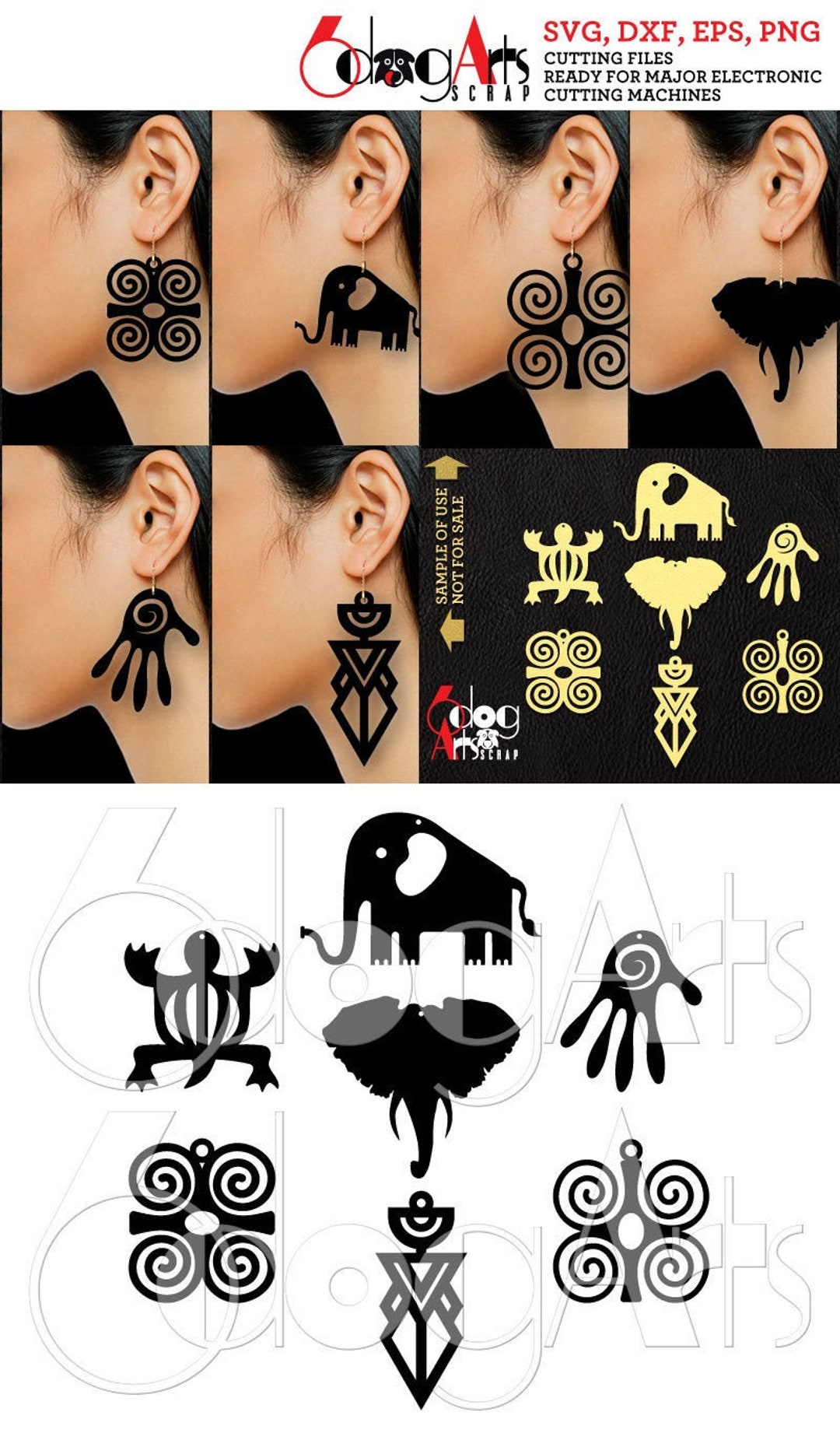 7 Earring SVG DXF Templates African Folk Art Wood Acrylic - Etsy