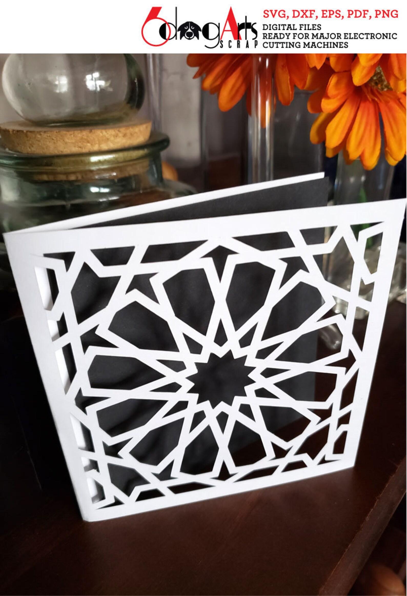6 Square Lace Bi-fold Card Templates Digital Files SVG DXF Silhouette ...