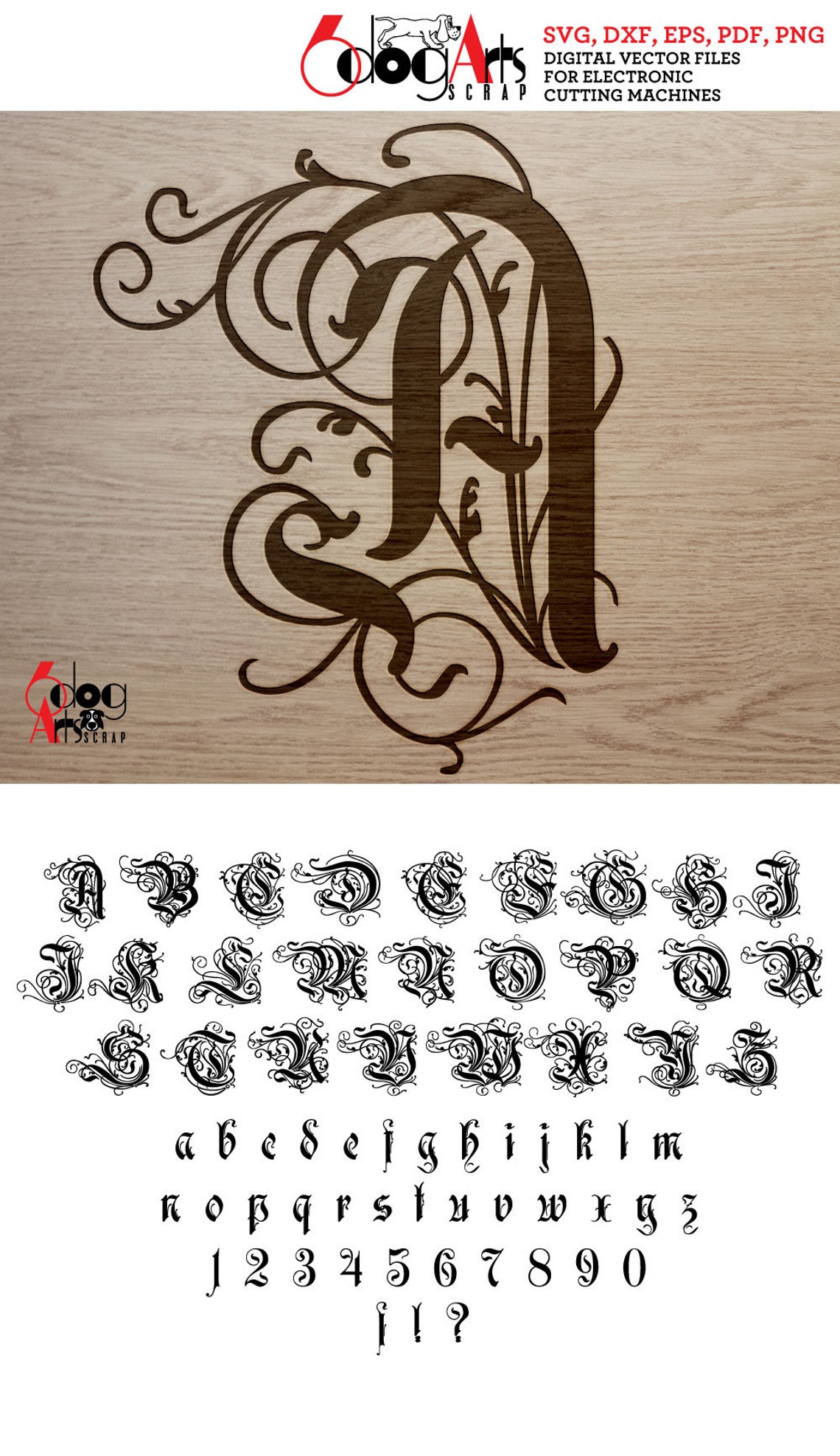 Gothic Monogram Alphabet Letters SVG DXF Pdf Eps Vector Files - Etsy UK