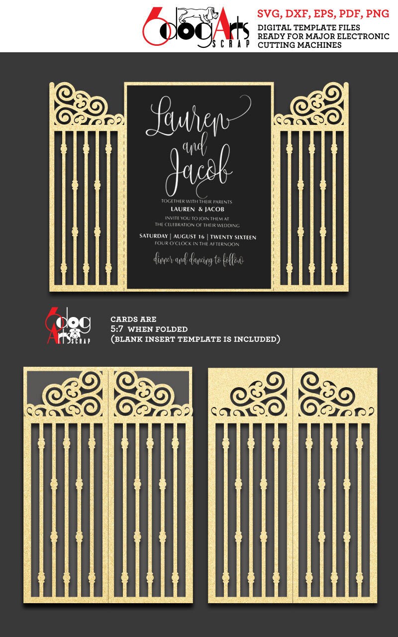 Gate-fold Card Template Digital SVG DXF Files Wedding | Etsy Canada