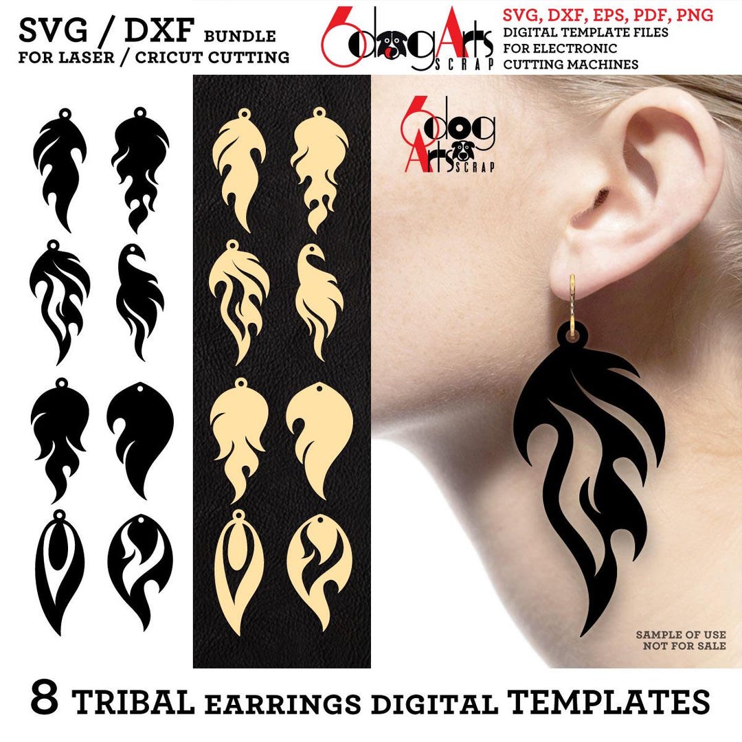 SVG / DXF Bundle Earring / Pendant Digital Template Files for Laser ...