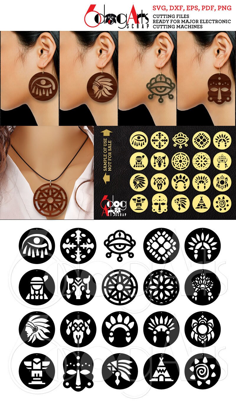 20 Earring SVG DXF Templates Native American Jewelry Download Digital ...