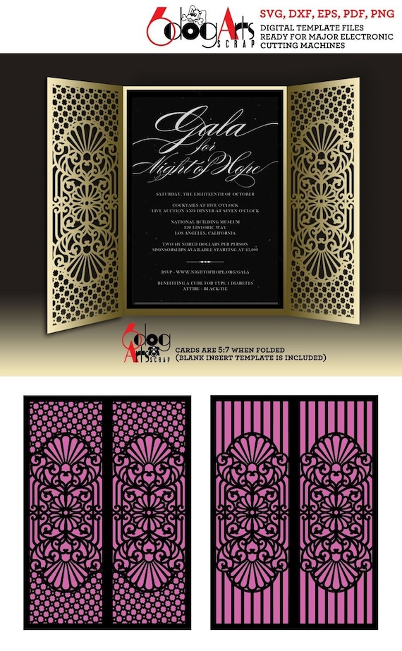 2 Ornate Gate-fold Card Templates Digital SVG DXF Files - Etsy