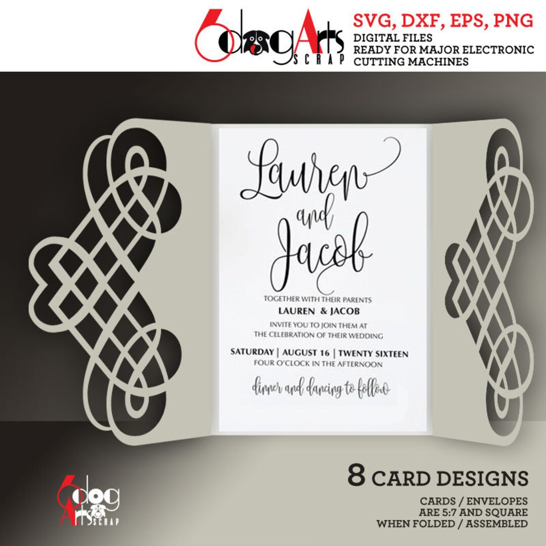 8 Calligraphic Lace Card Templates Digital Cut SVG DXF Files - Etsy