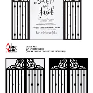 Gate-fold Card Template Digital SVG DXF Files Wedding Invitation ...