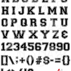 Varsity Alphabet Letters SVG DXF Files Sport Monogram Cuttable Jersey ...