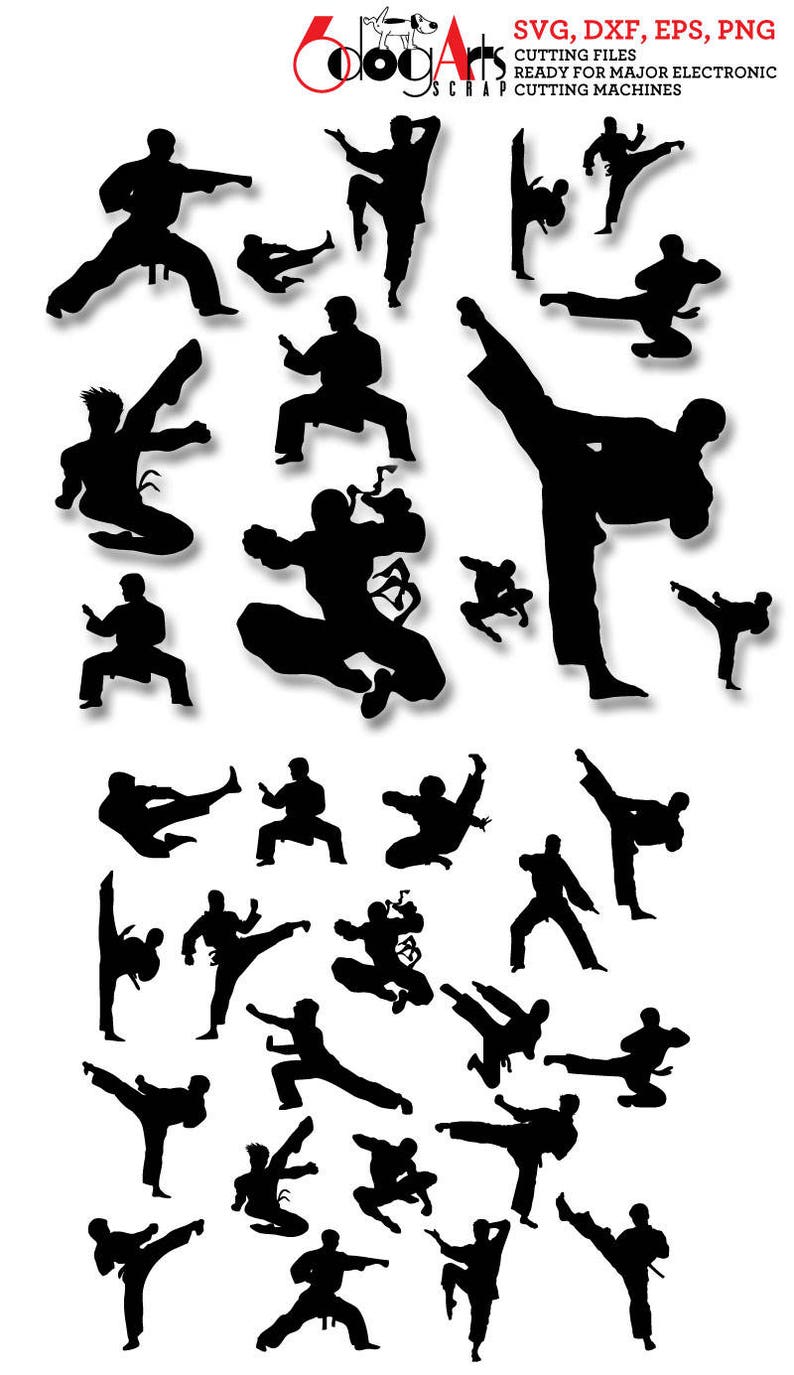 Karate Silhouettes Vector Digital Files Svg Dxf Eps Png - Etsy