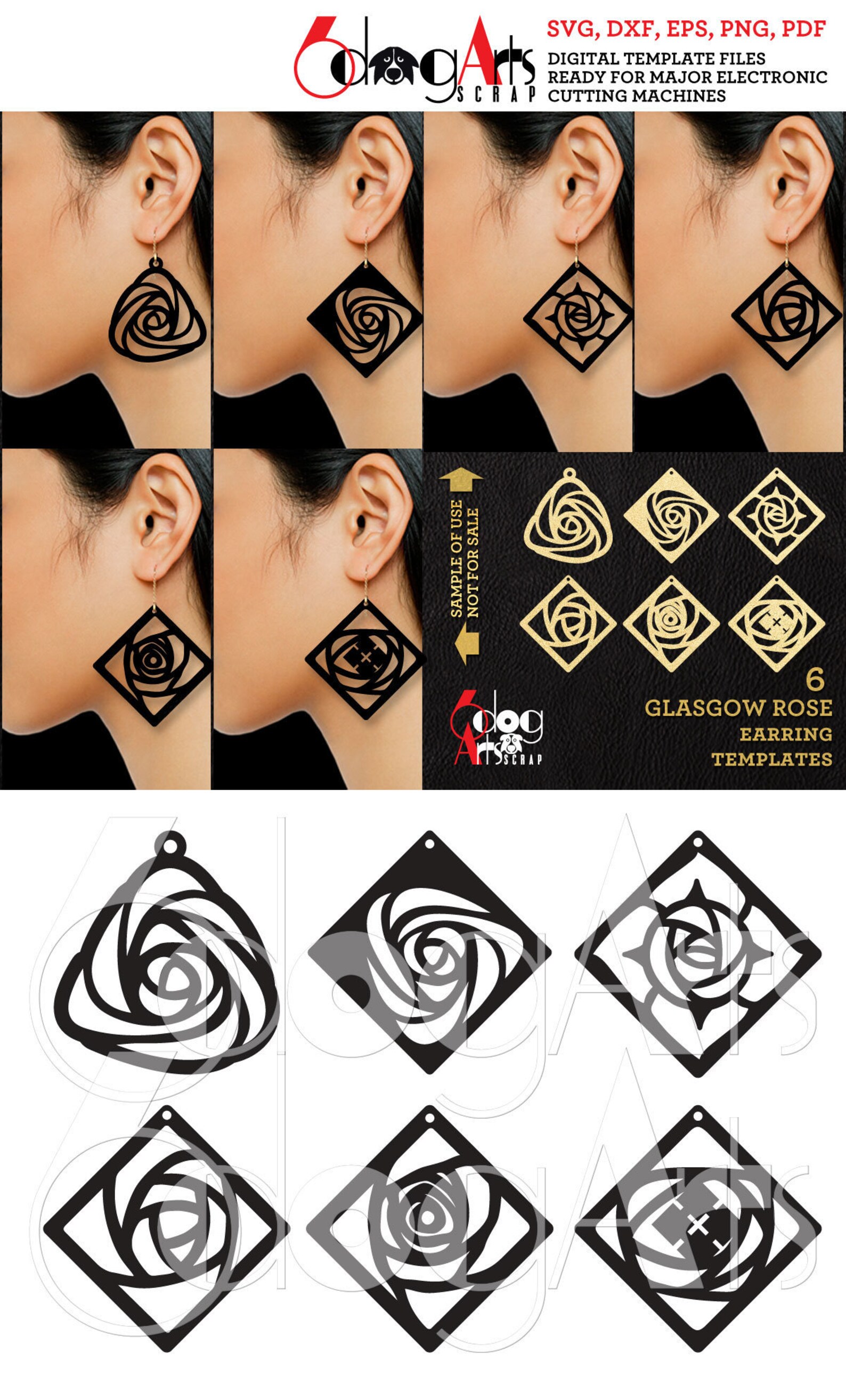 6 Glasgow Rose Art Deco Great Gatsby SVG DXF Templates Wood | Etsy