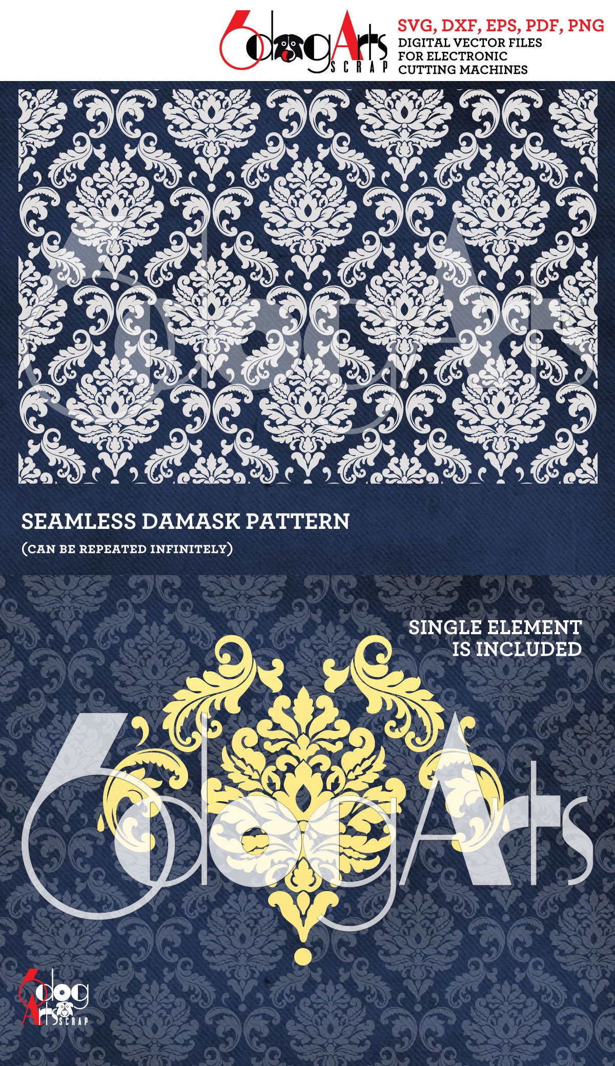 Seamless Damask Pattern Pick-a-boo Tumbler Vinyl Decal - Etsy