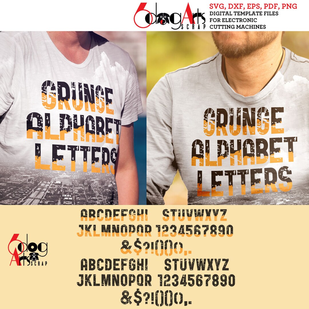 Grunge Distressed Alphabet Letters SVG DXF Vector Images T-shirt Screen ...