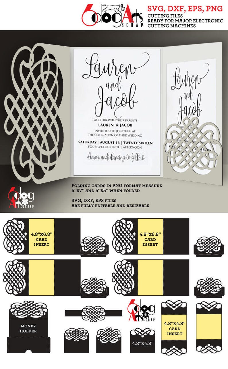 22 Calligraphic Lace Card Templates Digital Cut SVG DXF Files - Etsy UK