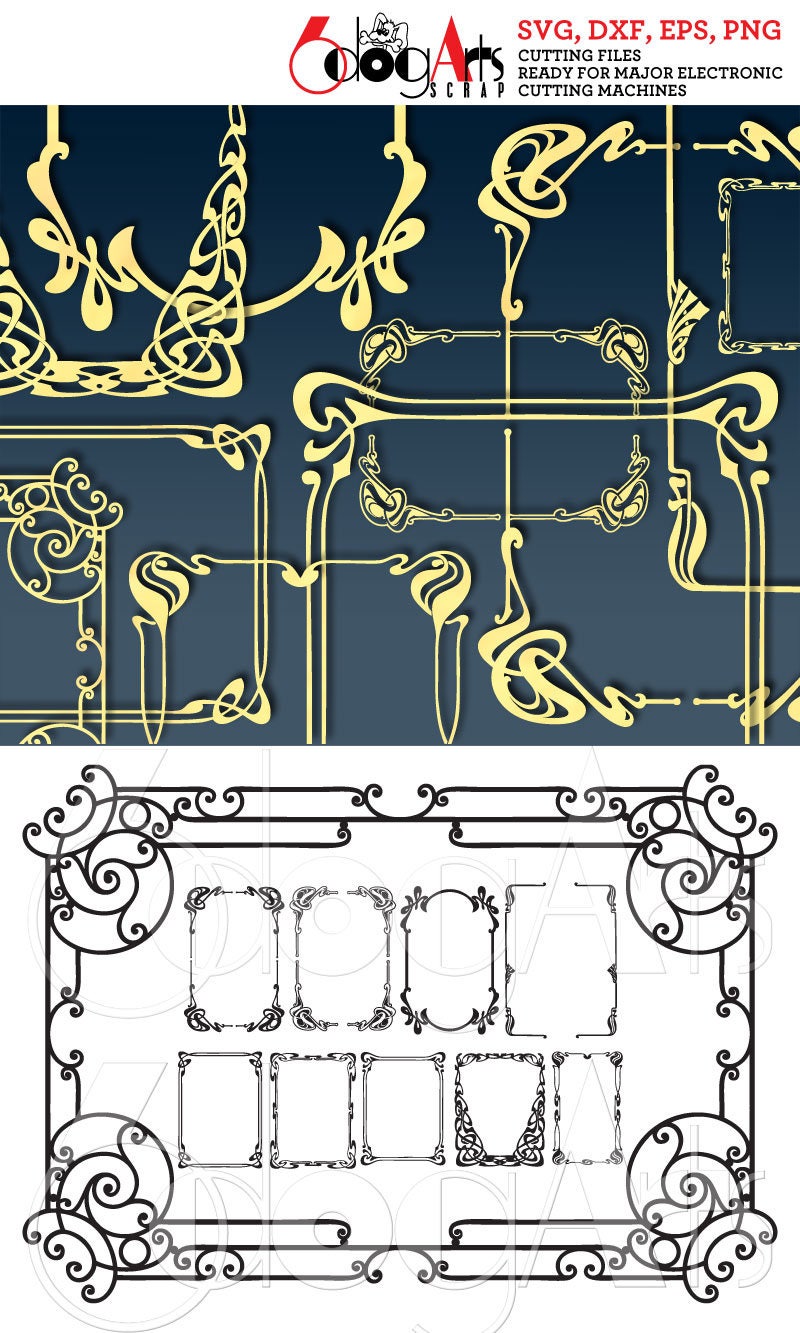 10 Art Nouveau Marcos Vector Digital Archivos Svg Dxf Eps Png - Etsy México