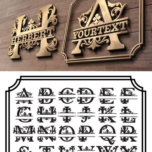 Split Regal Alphabet SVG DXF Vector Files Monogram Font - Etsy
