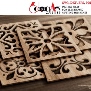 12 Coaster Trivet Grill Wall Decor Templates Vector Digital SVG DXF ...