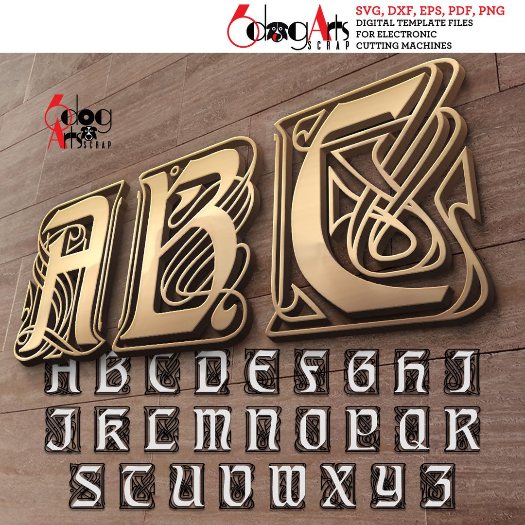 Wedding Monogram Alphabet Letters SVG DXF Pdf Eps Vector Files - Laser ...
