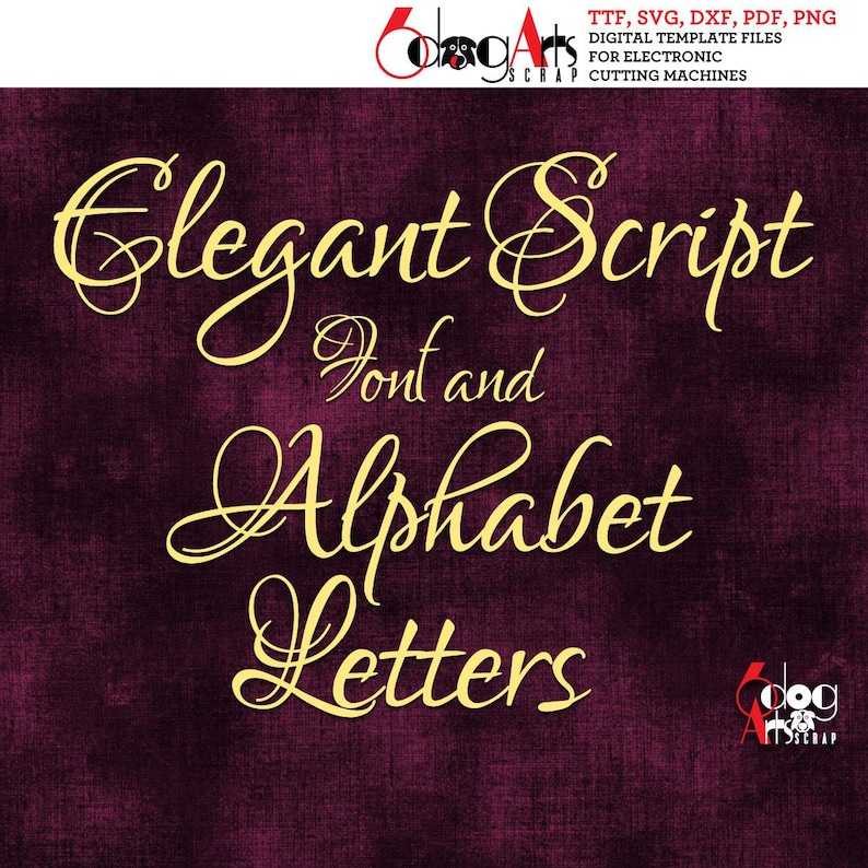 TTF Font & SVG Letters - Elegant Alphabet Script - Cuttable Printable ...