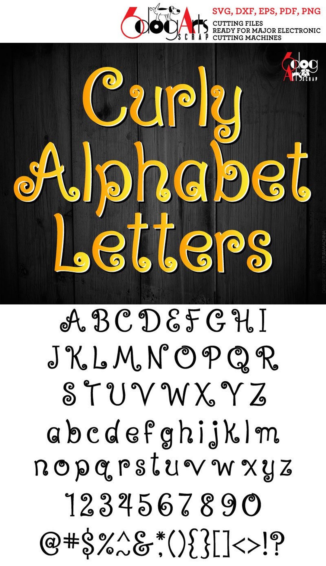 Curly Alphabet Letters Digital Images SVG DXF Vinyl Cutting Silhouette ...