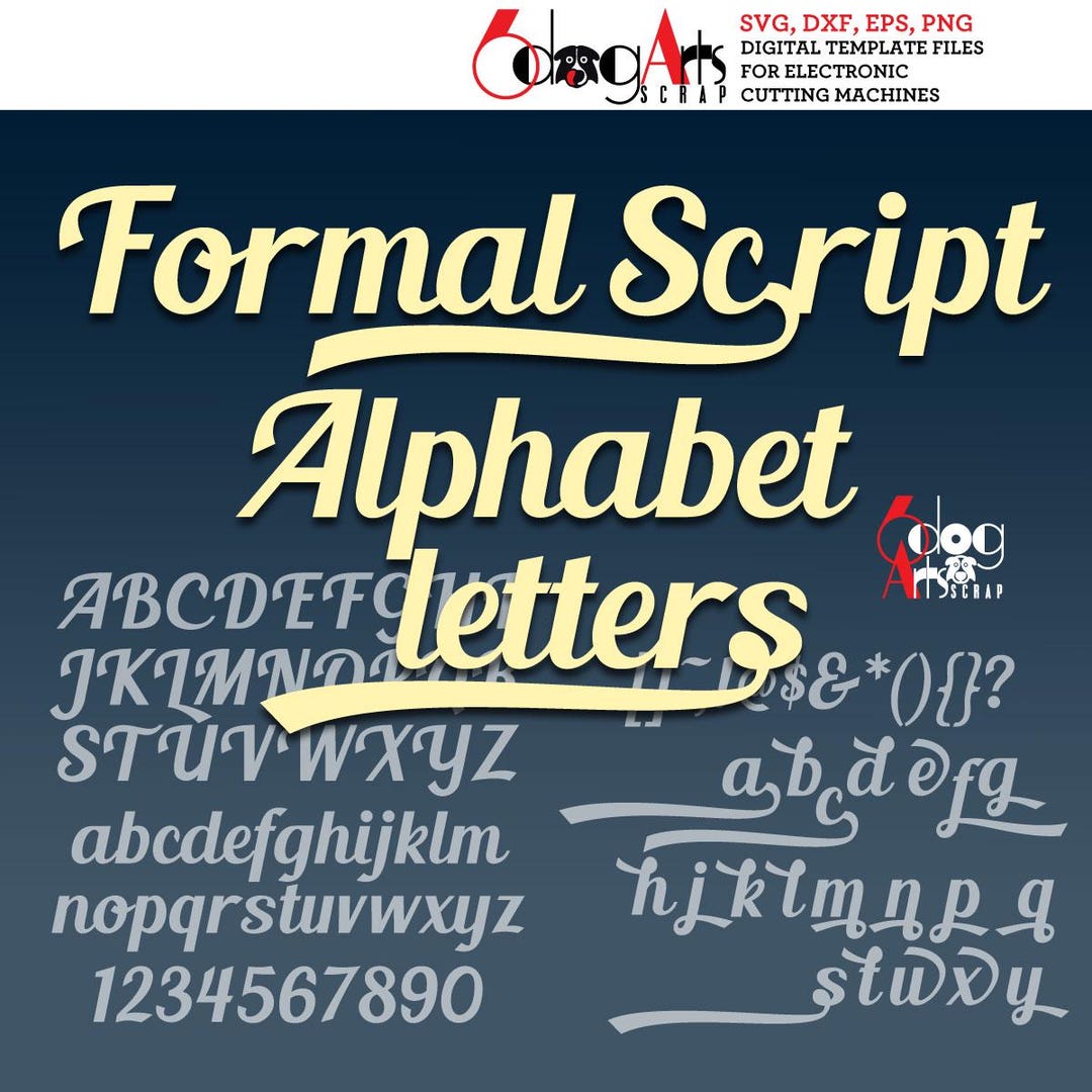 Formal Script Alphabet Letters Digital Images Svg Dxf Eps Png ...