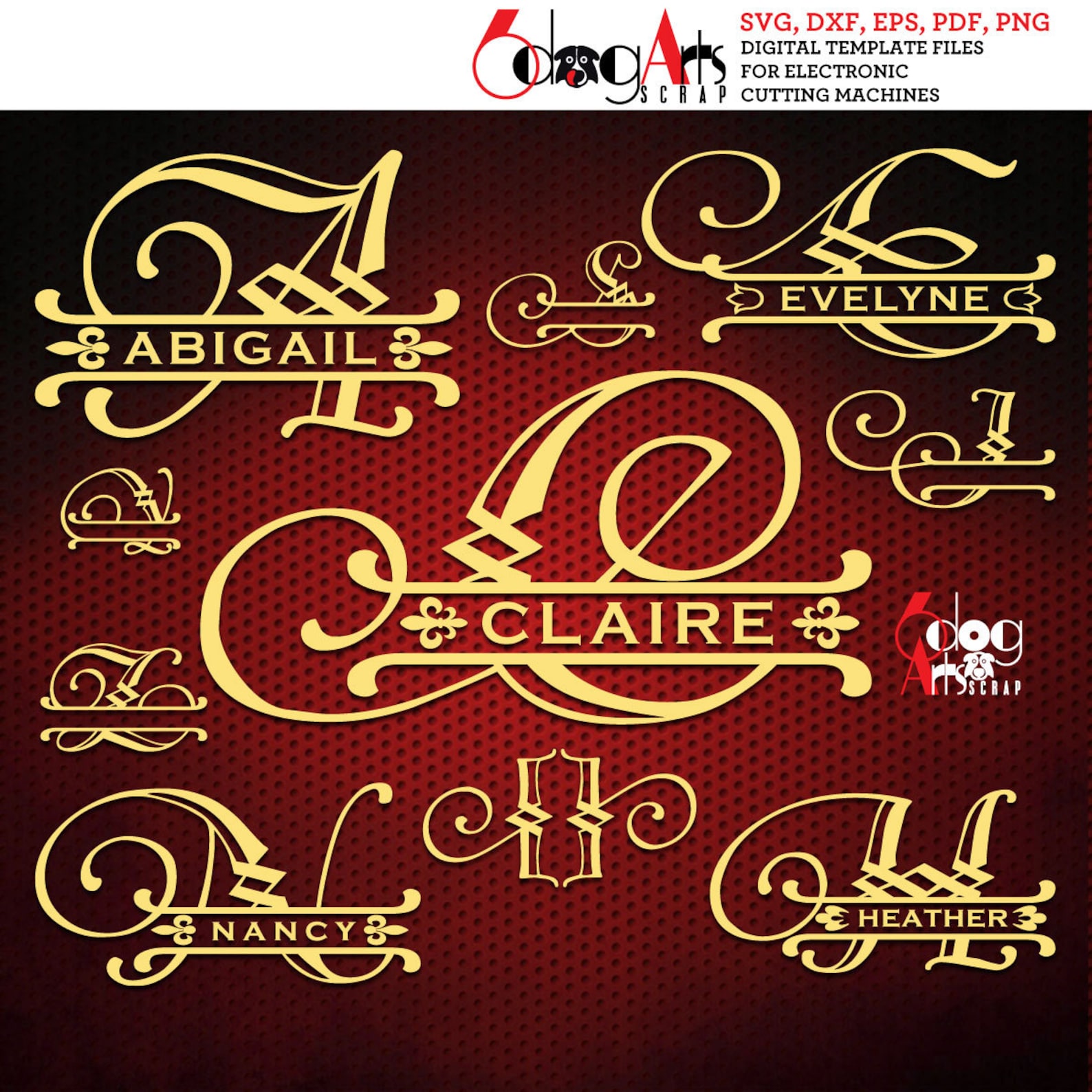 Split Regal Alphabet SVG DXF Vector Files Monogram Font Cuttable ...