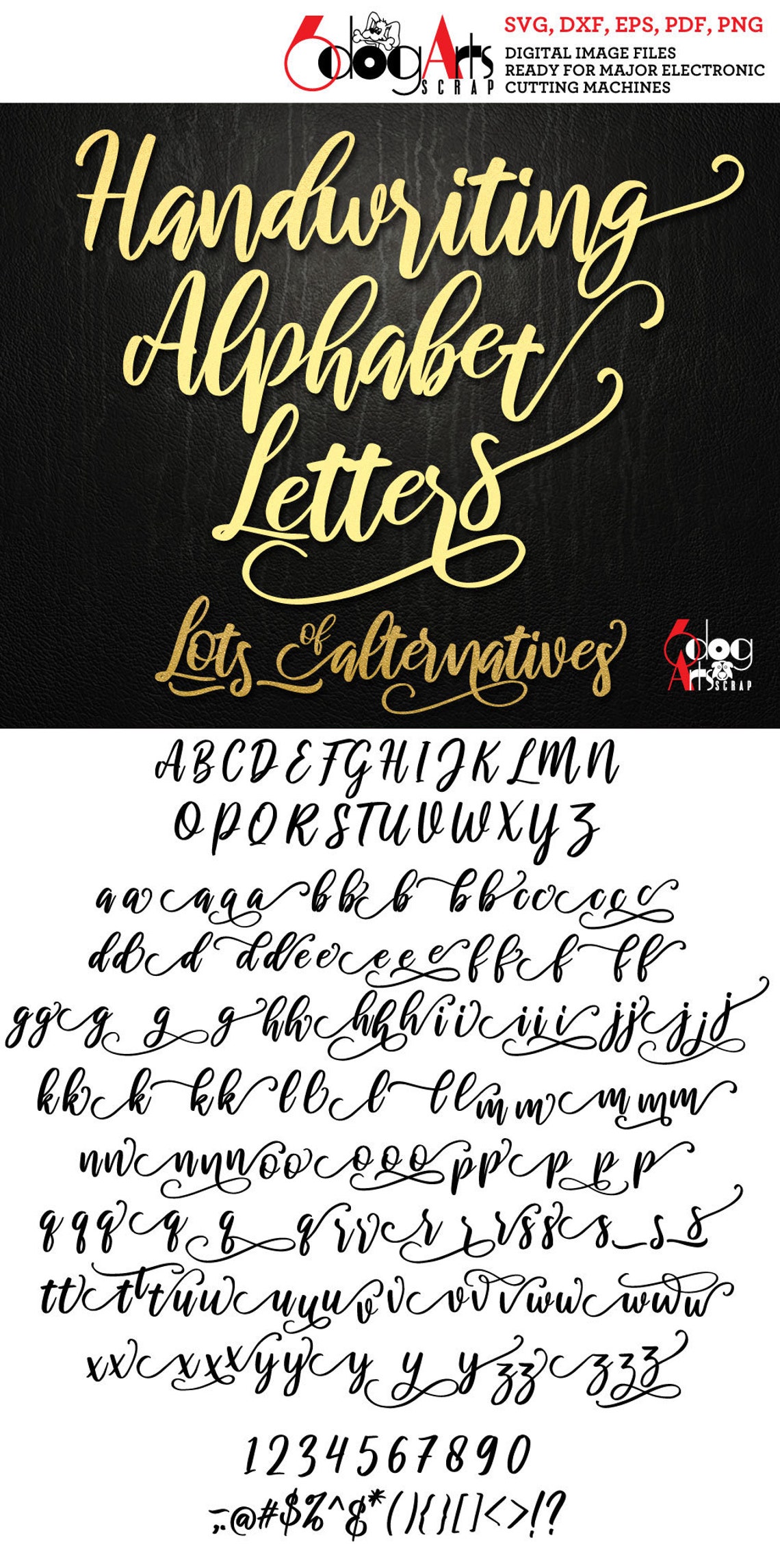 Handwriting Script Alphabet Letters Digital Images SVG DXF | Etsy
