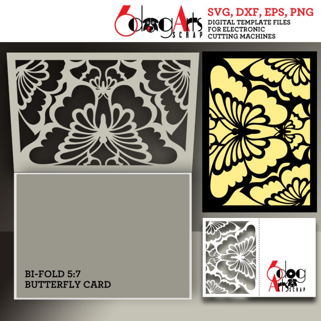 Butterfly Lace Card Template Digital Cut SVG DXF Files Wedding ...